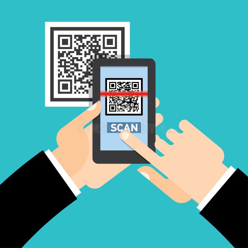 Scan QR Code To Mobile Phone. Electronic Scan, Digital Technolo Stock ...