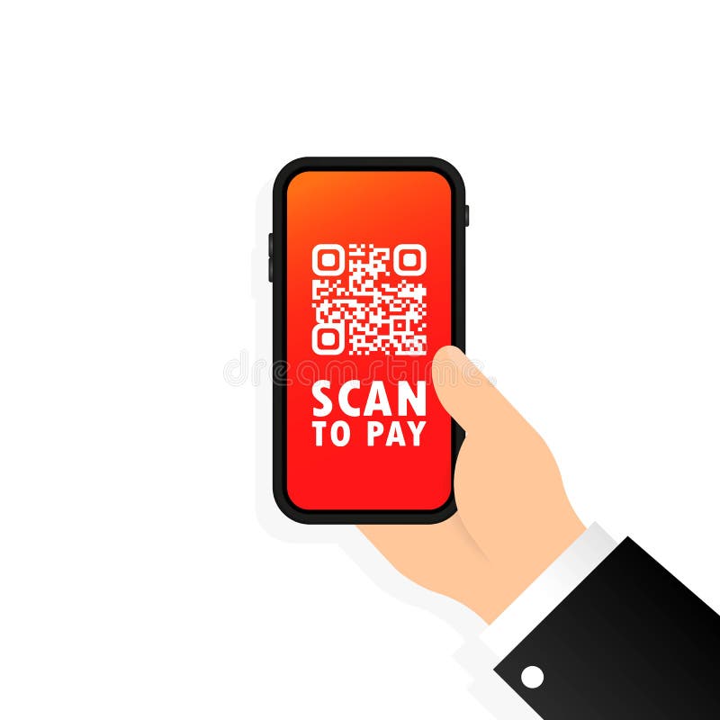 Scan QR Code To Pay with Mobile Phone. Smartphone Scanning QR-code ...