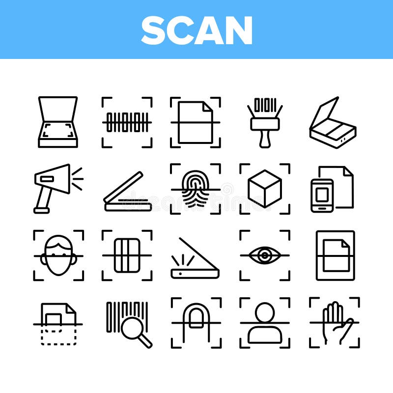 Document Scanning Icon Vector Outline Illustration Stock Vector ...
