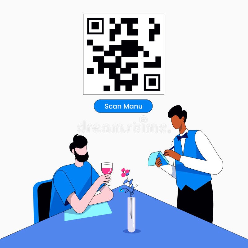 Scan Restaurant Menu Illustration Concept Vector Stock Illustration ...