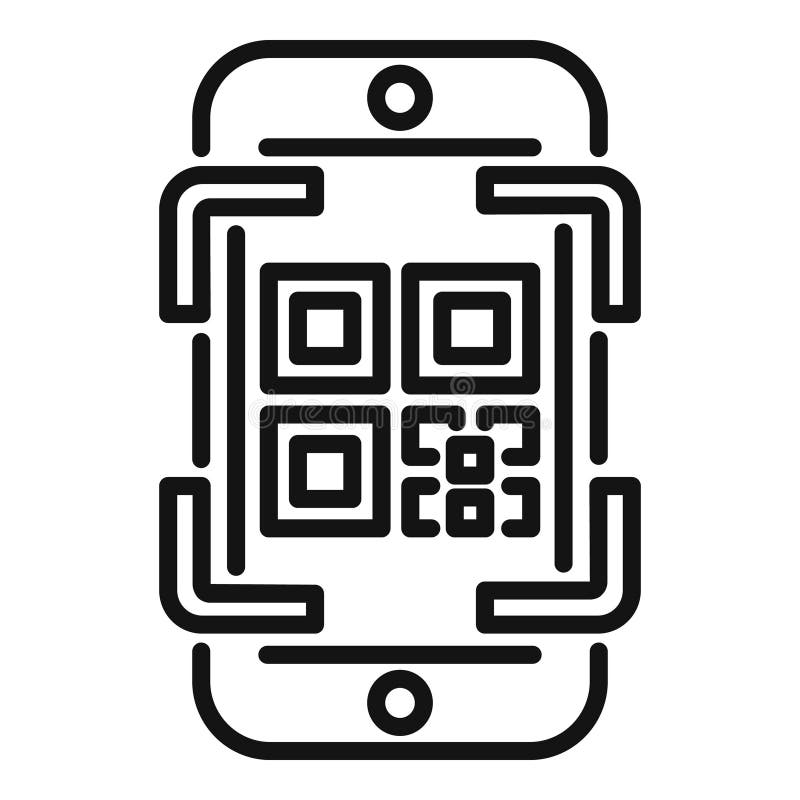 Scan Smart Check Icon Outline Vector. Pay Cell App Stock Illustration ...