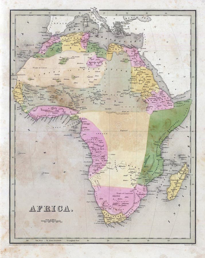 Scan of 18th To 19th-century Vintage Map in a Textbook Stock Image ...