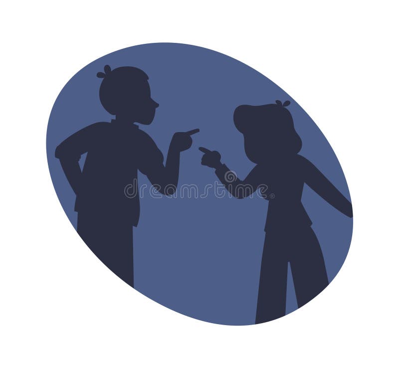 Scandal between Man and Woman Silhouette Stock Vector - Illustration of ...