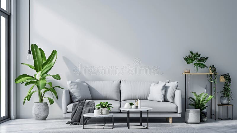 Scandi Living Room Minimal Oasis Interior. Generative Ai Stock ...