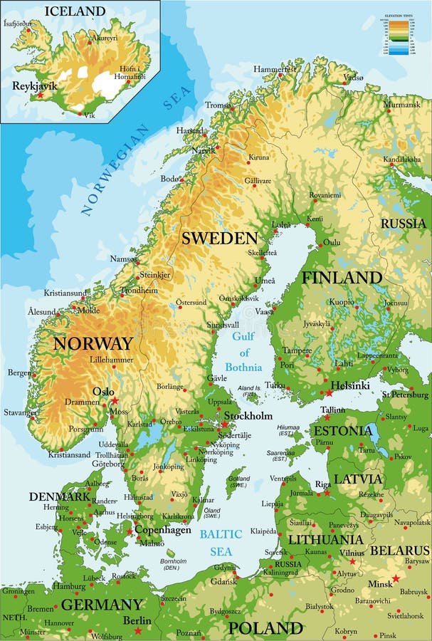 Scandinavia-physical map stock vector. Illustration of norway - 77251775 Scandinavia-physical map stock vector. Illustration of norway - 77251775