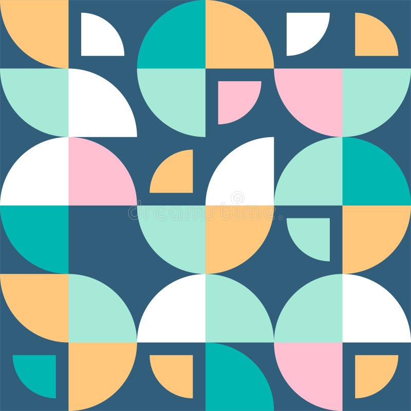 Scandinavian Abstract Pattern from Circles and Quarters. Vector ...