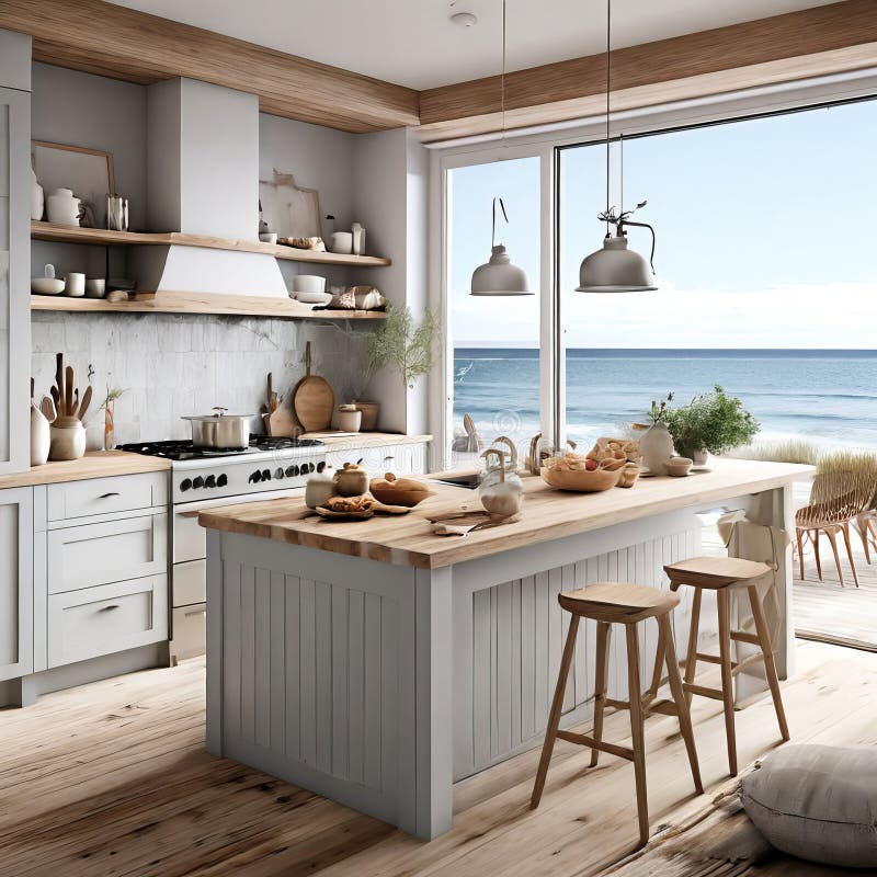 Scandinavian Coastal Kitchen Scandinavian Design Infused Withc Stock ...