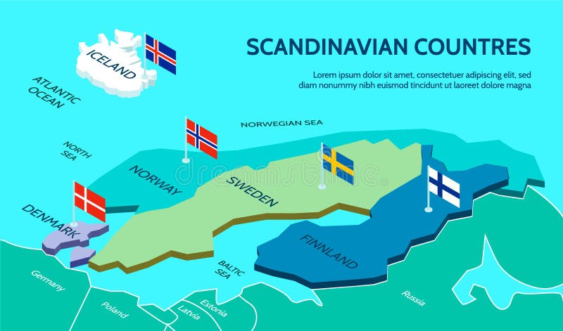 Scandinavian Countries Infographic in Isometric View Stock Illustration ...