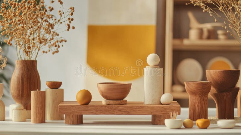 Scandinavian Decor with Wooden Elements on Display Stock Photo - Image ...