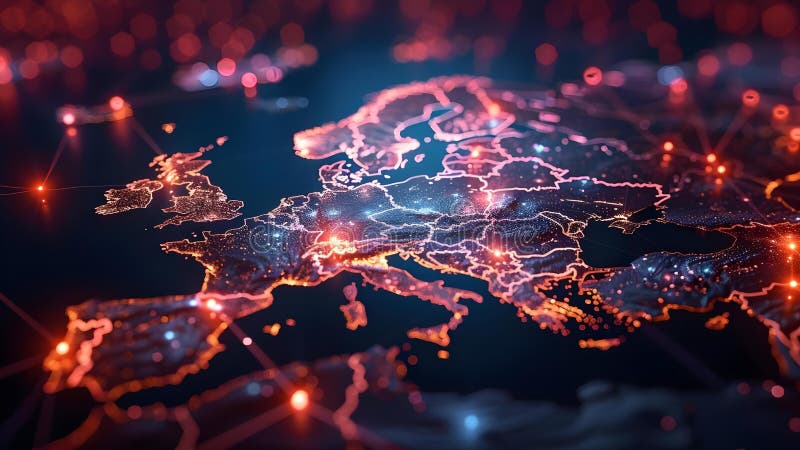 Scandinavian Digital Connectivity Map. Concept Scandinavian Countries ...