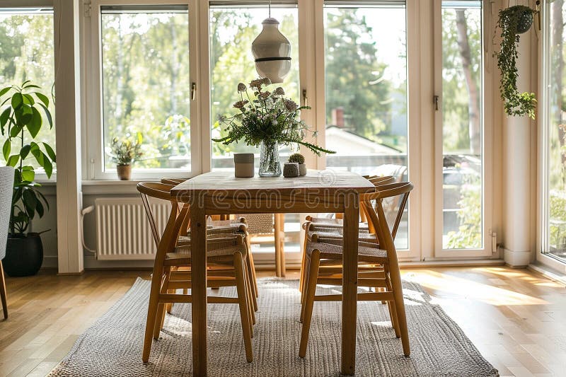 Scandinavian Dining Room Design with Natural Light and Large Side ...