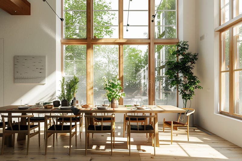 Scandinavian Dining Room Design with Natural Light and Large Side ...