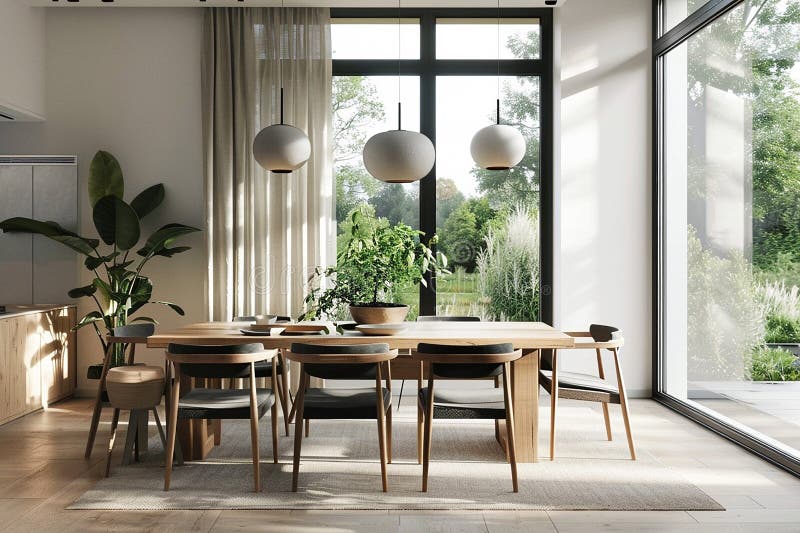 Scandinavian Dining Room Design with Natural Light and Large Side ...