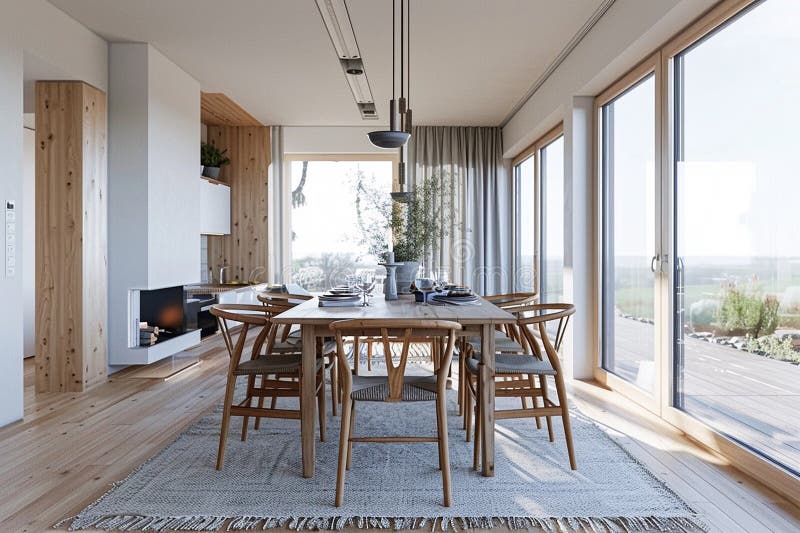 Scandinavian Dining Room Design with Natural Light and Large Side ...