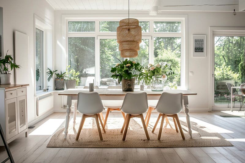 Scandinavian Dining Room Design with Natural Light and Large Side ...