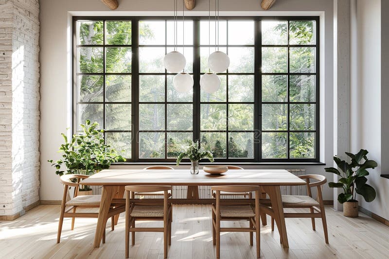 Scandinavian Dining Room Design with Natural Light and Large Side ...