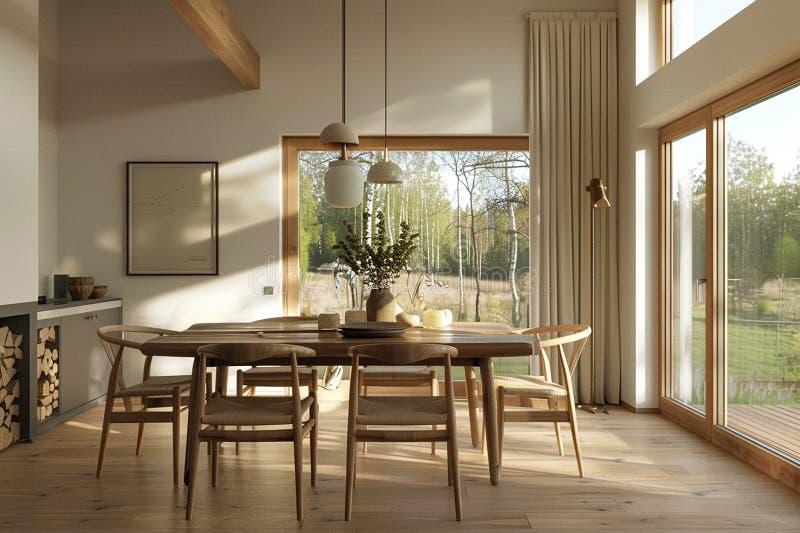 Scandinavian Dining Room Design with Natural Light and Large Side ...