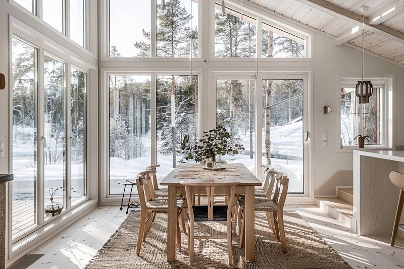 Scandinavian Dining Room Design with Natural Light and Large Side ...
