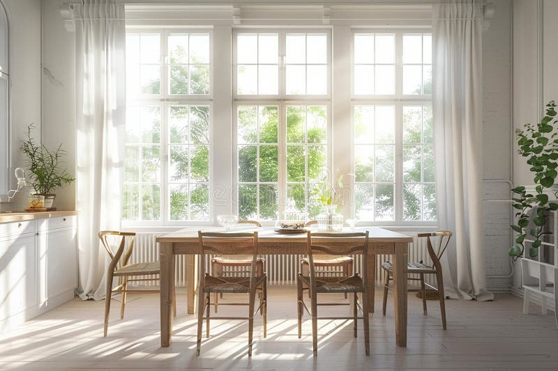 Scandinavian Dining Room Design with Natural Light and Large Side ...