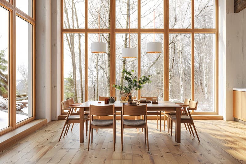 Scandinavian Dining Room Design with Natural Light and Large Side ...