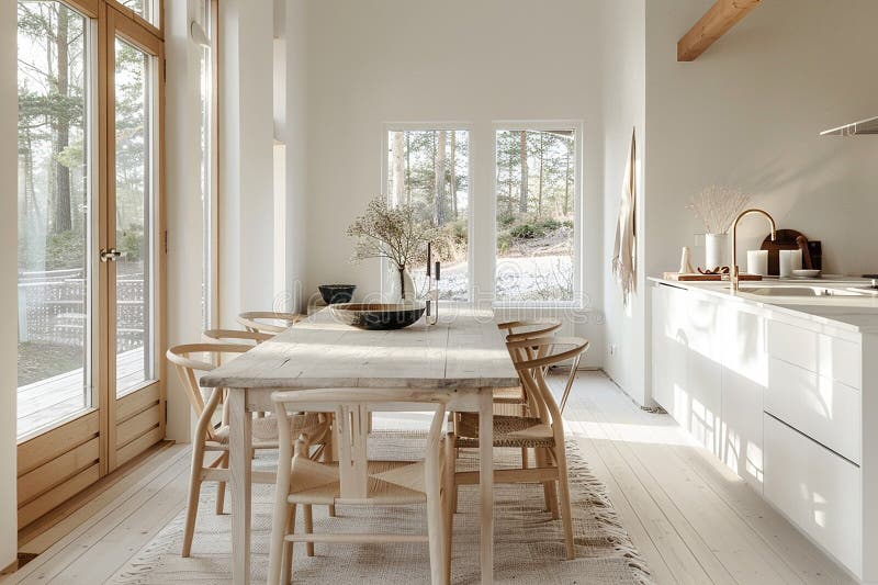 Scandinavian Dining Room Design with Natural Light and Large Side ...