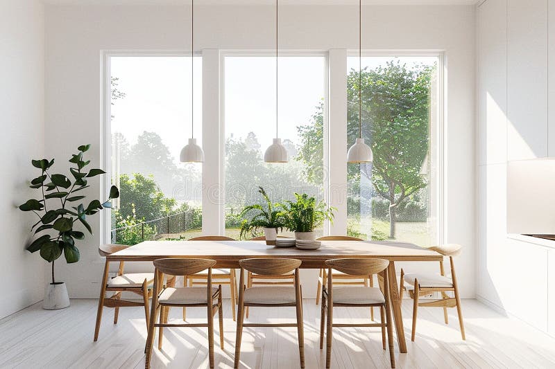 Scandinavian Dining Room Design with Natural Light and Large Side ...