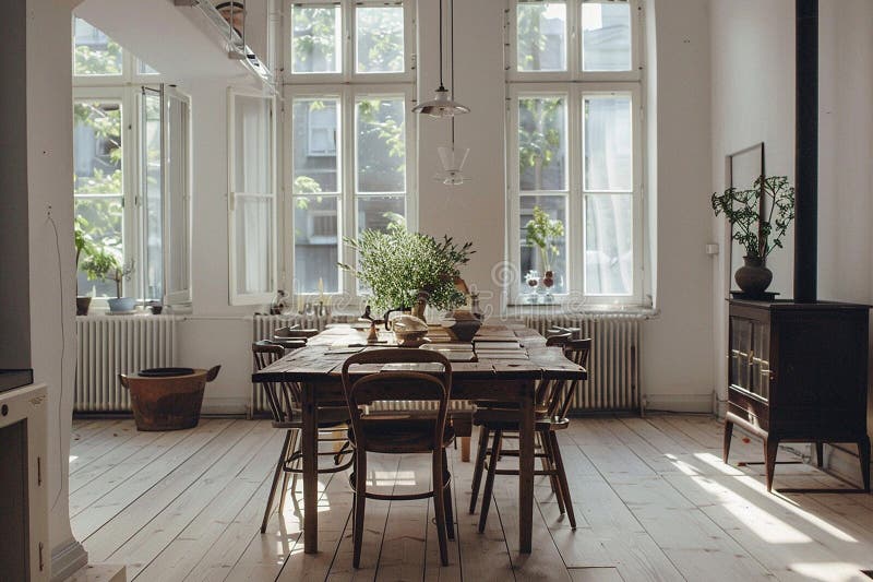 Scandinavian Dining Room Design with Natural Light and Large Side ...