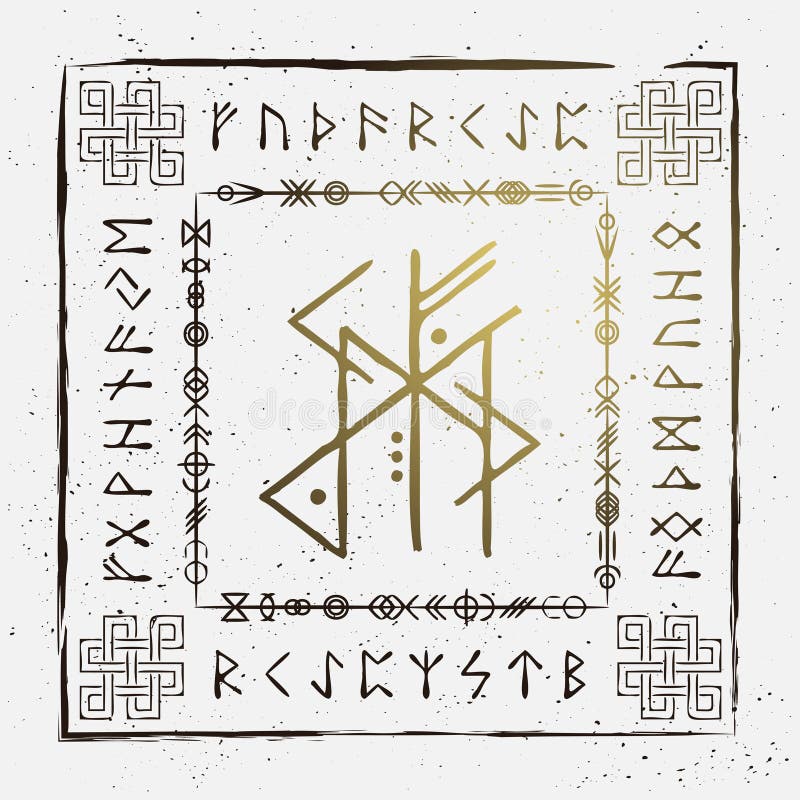 Scandinavian Doodle Bind Rune Work Stock Vector - Illustration of ...