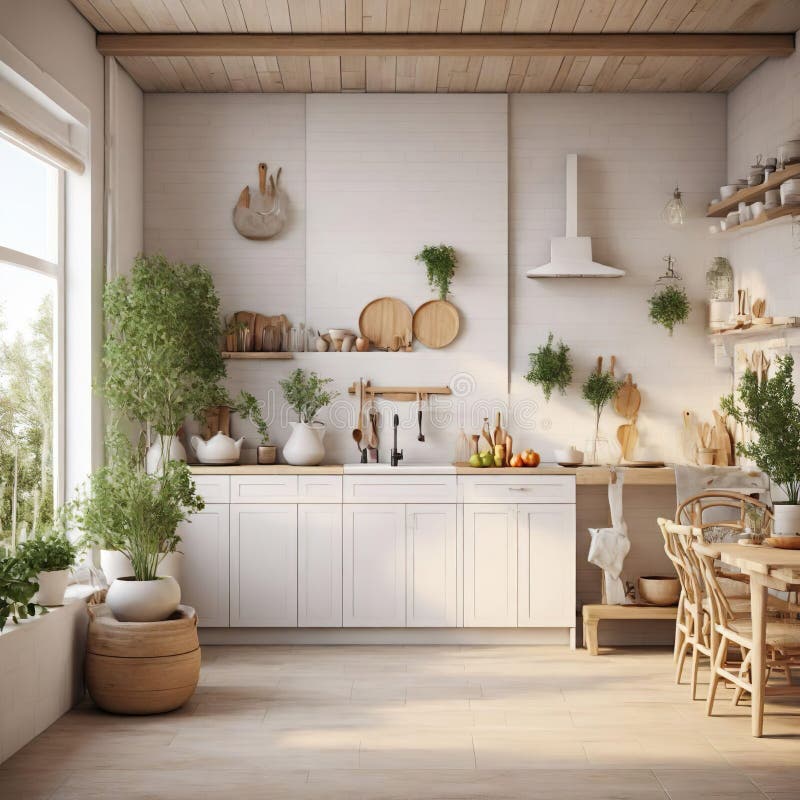Scandinavian Farmhouse Kitchen Interior, Generative AI Stock Photo ...