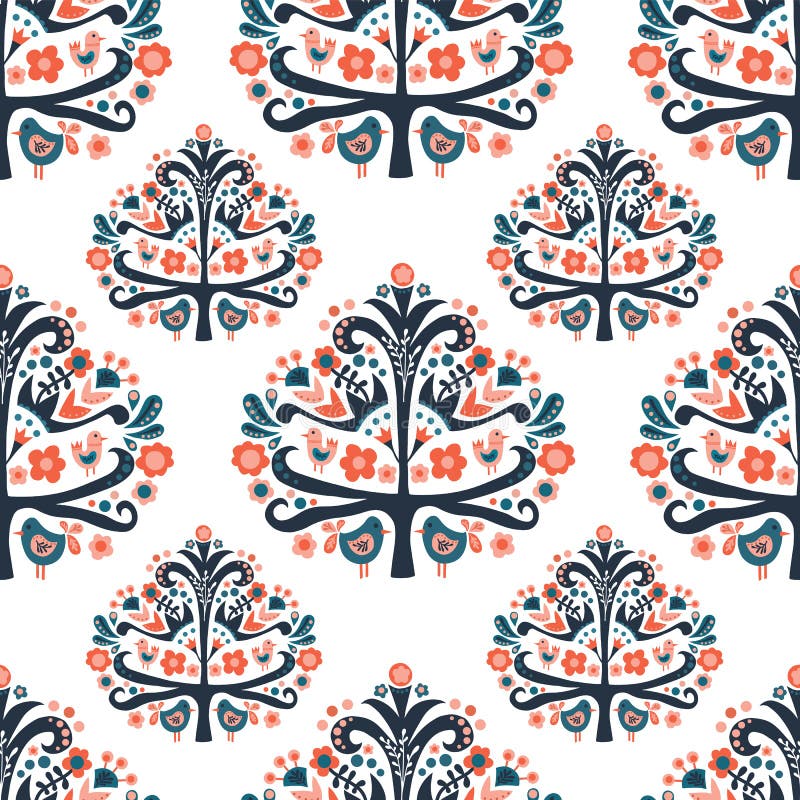 Folk Tree stock vector. Illustration of pattern, culture - 66589584