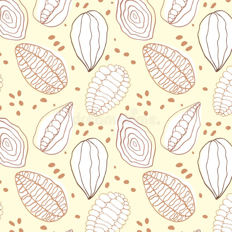 Doodle Vanilla Cocoa Pattern Stock Illustration - Illustration of food ...