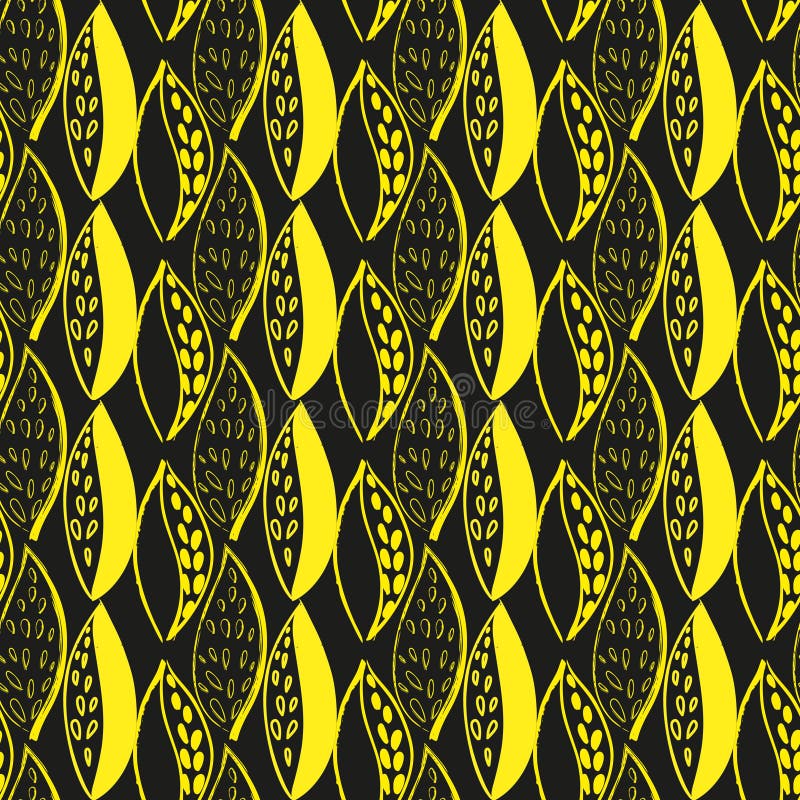 One Way Direction Yellow Foliage Doodle Seamless Pattern Stock ...