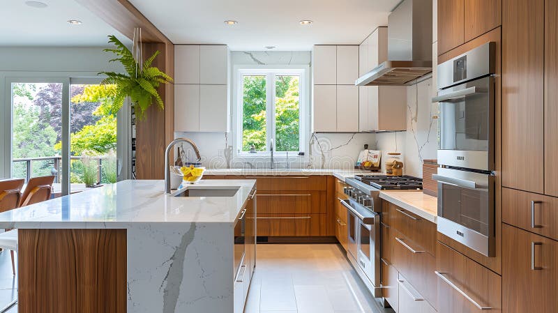 Scandinavian Kitchen with Clean Lines Stock Illustration - Illustration ...