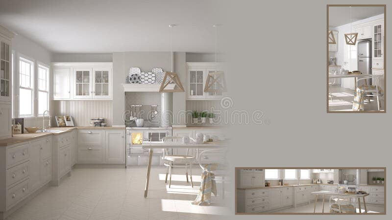 Scandinavian Kitchen Presentation with Copy Space and Details Closeup ...