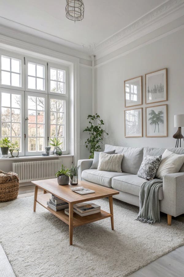 Scandinavian Living Room Design Stock Image - Image of modern ...