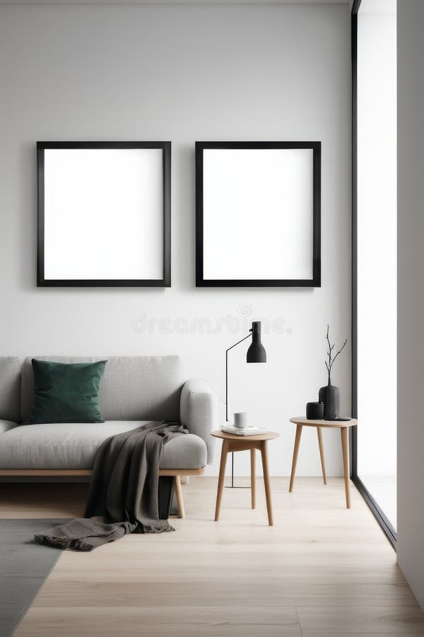 Scandinavian Minimalism Live-in Room with Mock Up Frame Stock ...