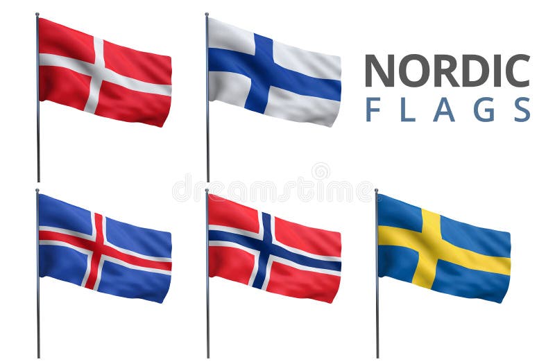 Scandinavian Nordic Flags stock illustration. Illustration of norwegian ...