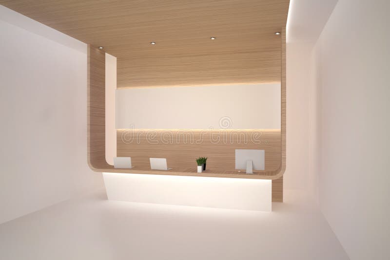Scandinavian Office Lobby, 3D Render Stock Illustration - Illustration ...