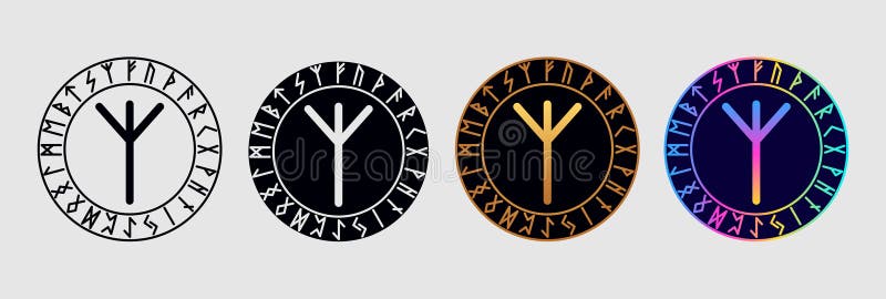 Scandinavian rune Algiz stock vector. Illustration of spiritual - 354832239