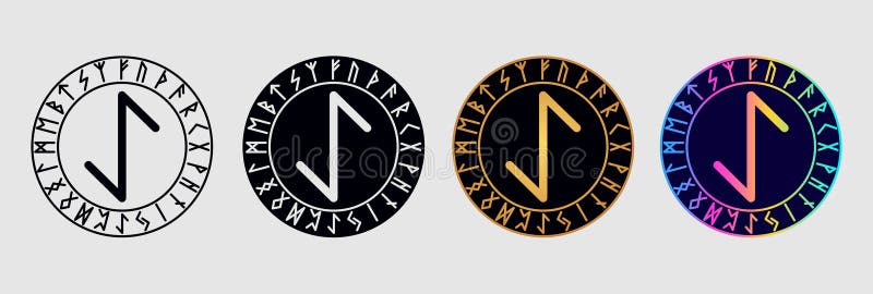 Scandinavian rune Eiwaz stock vector. Illustration of magic - 343566328