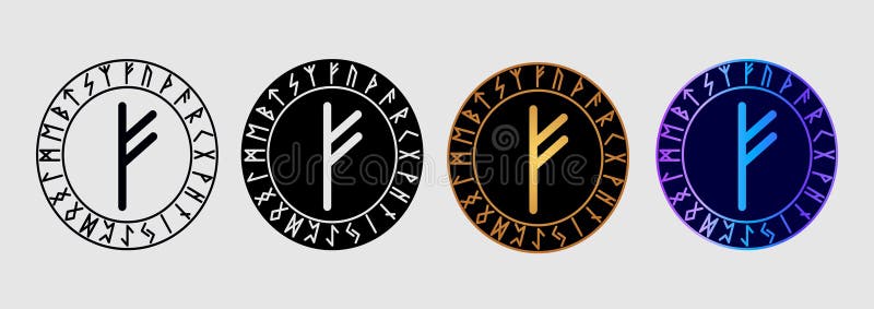 Scandinavian rune Fehu stock vector. Illustration of tradition - 337827824