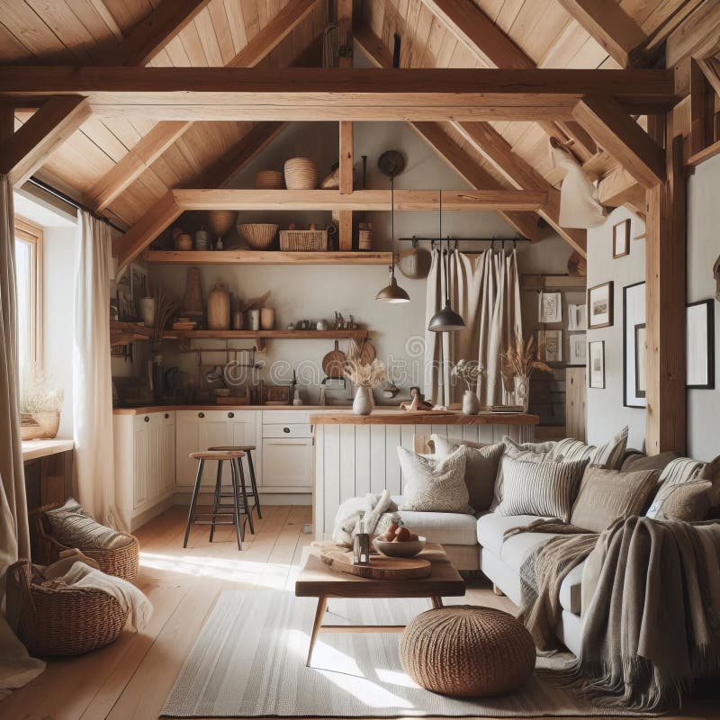 Scandinavian Rustic Rustic Charm Meets Scandinavian Simplicty Stock Illustration - Illustration ...