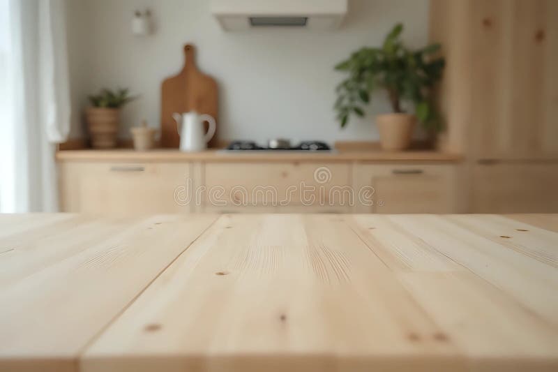 Scandinavian Serenity: a Blurry Kitchen Close-Up. Product Mockup Stock ...