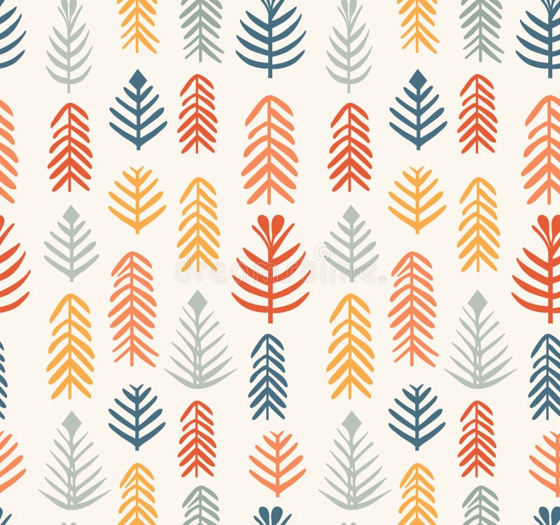 Scandinavian Simple Forest Tree, Vector Seamless Pattern. Modern Design ...