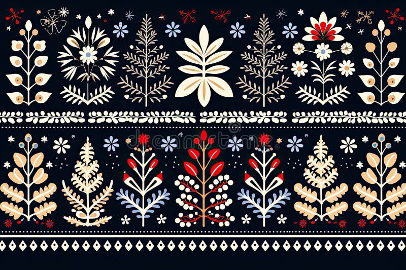 Scandinavian Style Christmas Pattern Stock Illustration - Illustration ...