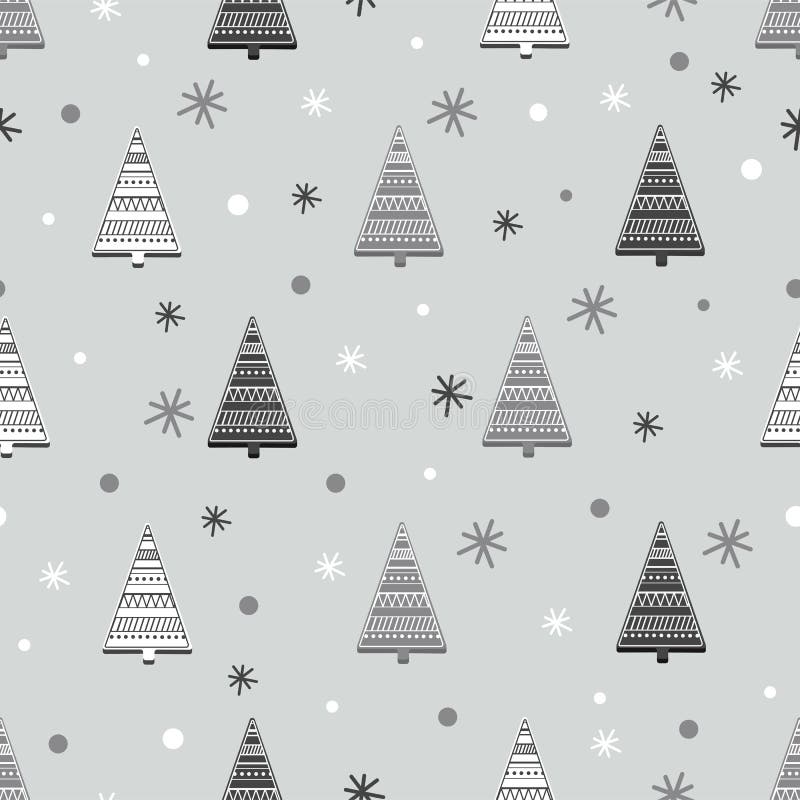 Scandinavian Style Christmas Trees Seamless Pattern with Pattern Stock ...