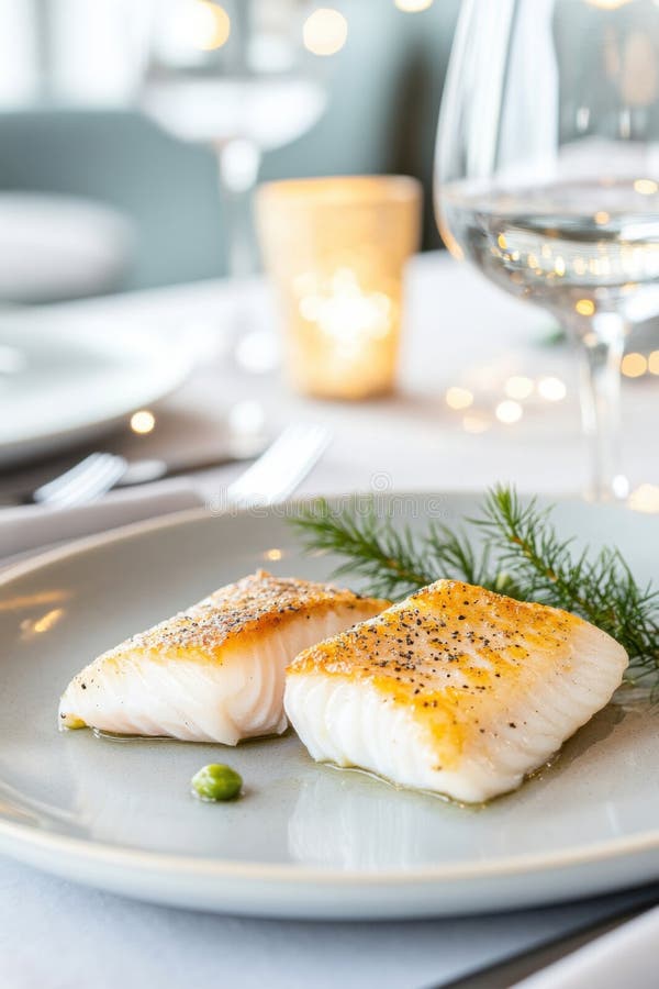 Scandinavian-style Dining Table Featuring Beautifully Plated Codfish ...