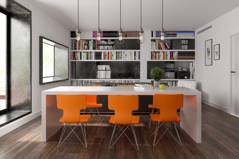 Scandinavian Style Interior Design 3D Rendering Stock Illustration ...