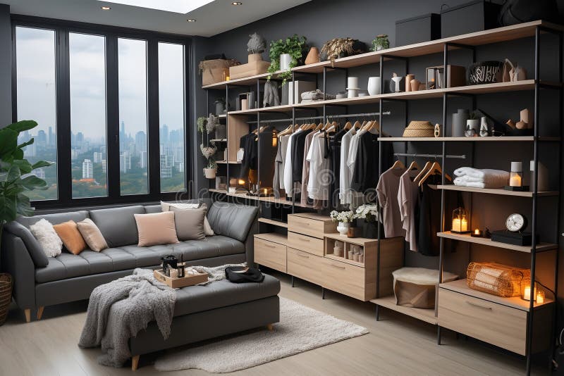 Scandinavian Style Interior Design of Modern Dressing Room. Ia ...