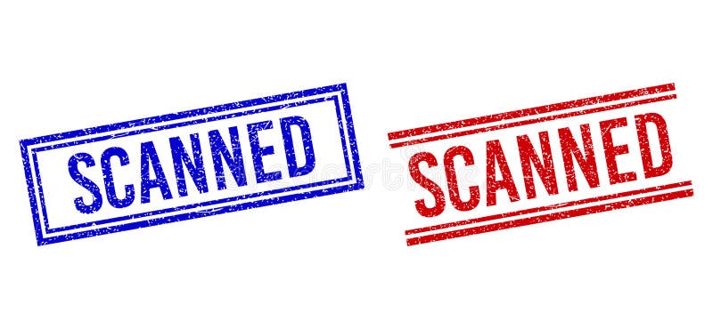 Grunge Textured SCANNED Stamps with Double Lines Stock Vector ...